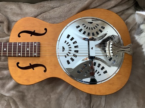 Dobro Acoustic Resonator Guitar Brown Wood Steel 6 String 19 Frets w ...