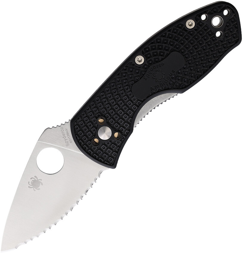 Spyderco Ambitious Lightweight Linerlock Black FRN Folding Serrated ...