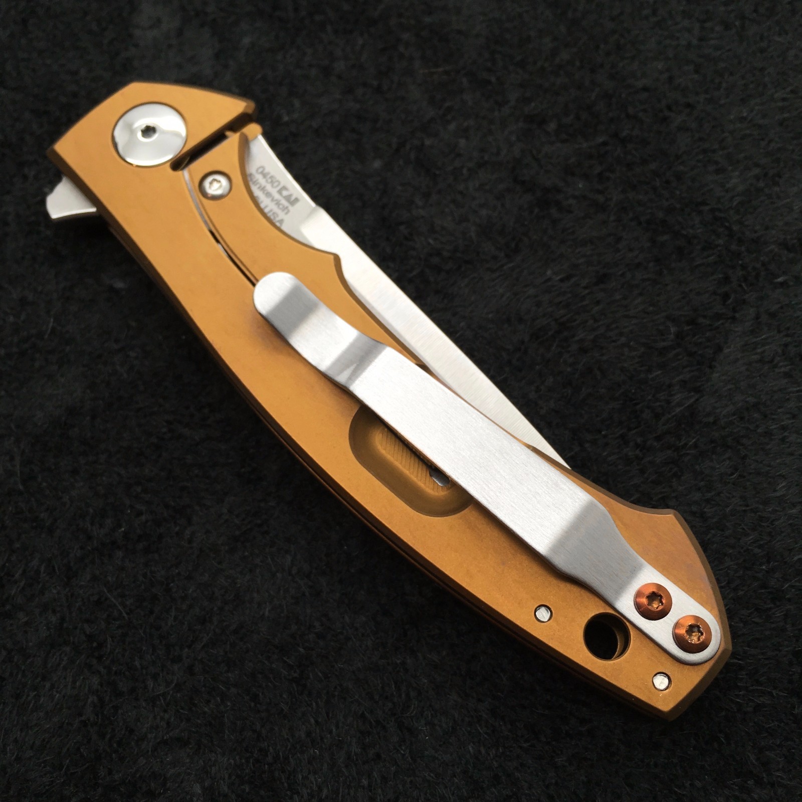 Zero Tolerance ZT 0450 Plain Edge Folder 14 Bronze Ano Ti clip screws ...