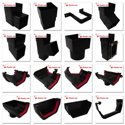 Freeflow 114mm Square Gutter & 65mm Square Down Pipe Fittings in Black ...