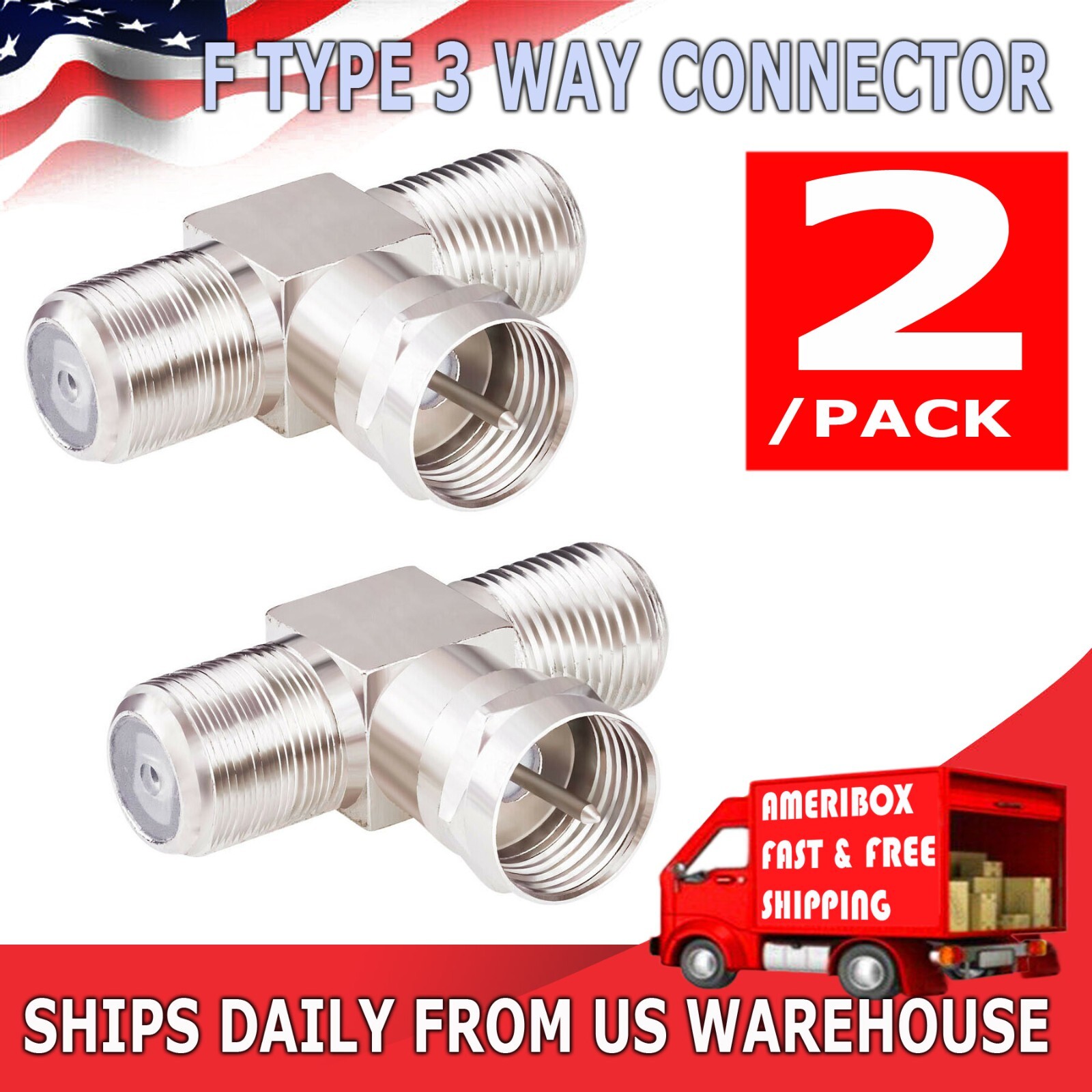 F-Type Coax Cable Splitter Combiner Adapter 3 Way Connector RG6 for TV ...