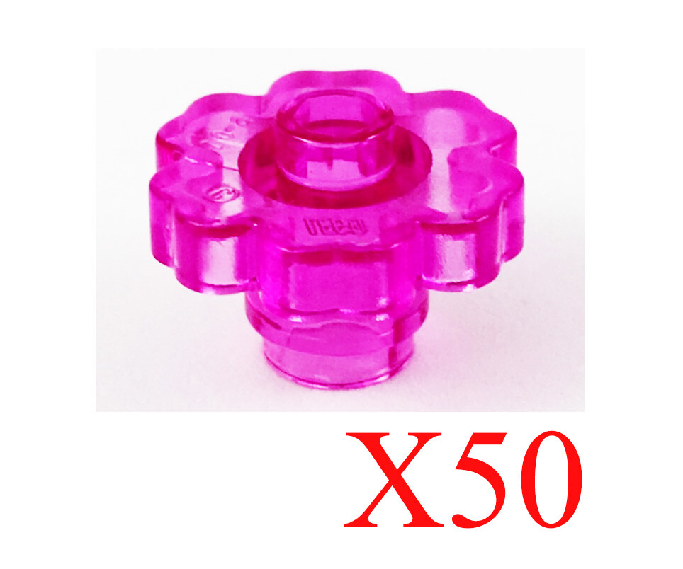Lego Trans-Dark Pink Plant Flower 2 x 2 Rounded - Open Stud Parts Lot ...