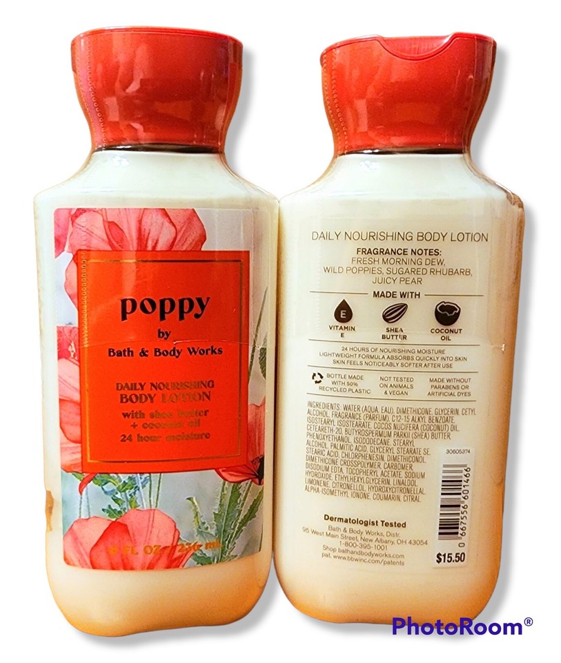 X2 Bath and Body Works POPPY Body Lotion 8 fl oz / 236 mL Lot x2 | eBay