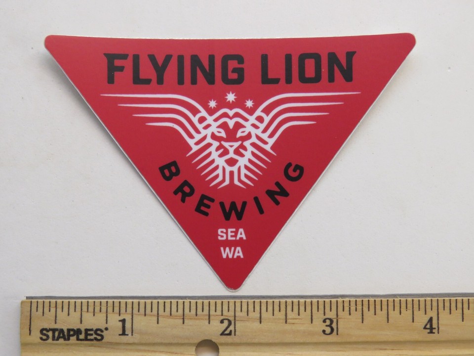 Red Triangle BEER STICKER ~ FLYING LION Brewing Co ~ South Seattle ...