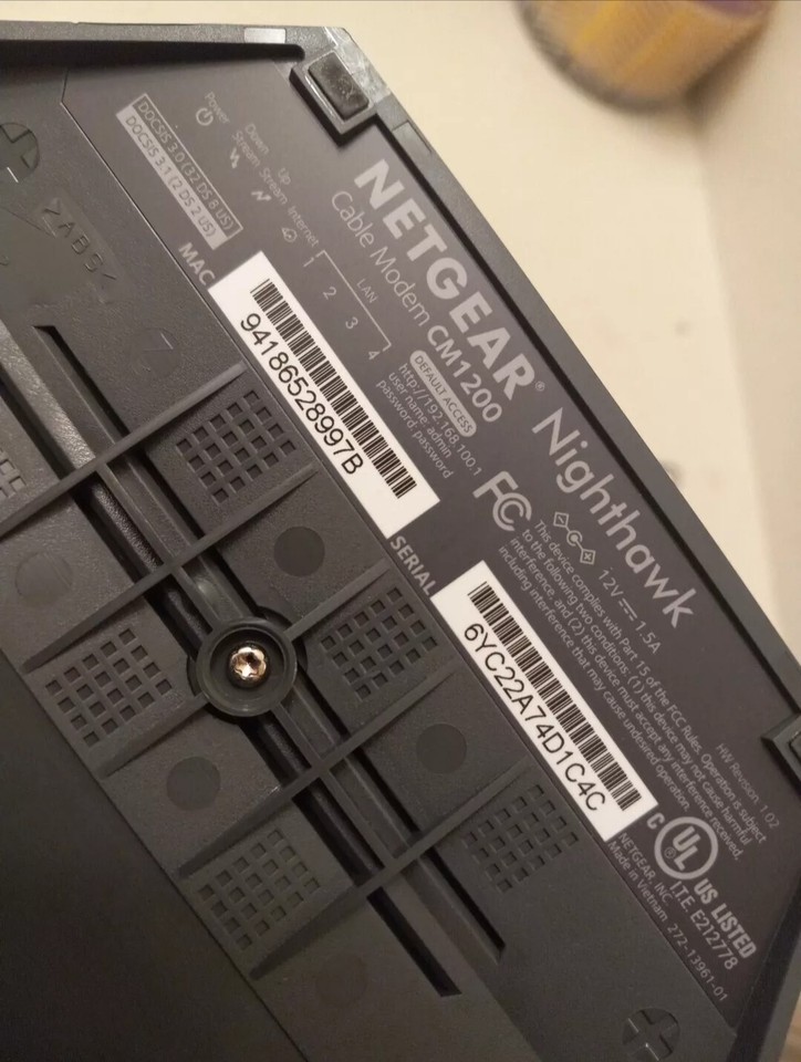 NETGEAR Nighthawk CM1200-100NAS DOCSIS 3.1 Cable Modem 606449140750 | eBay