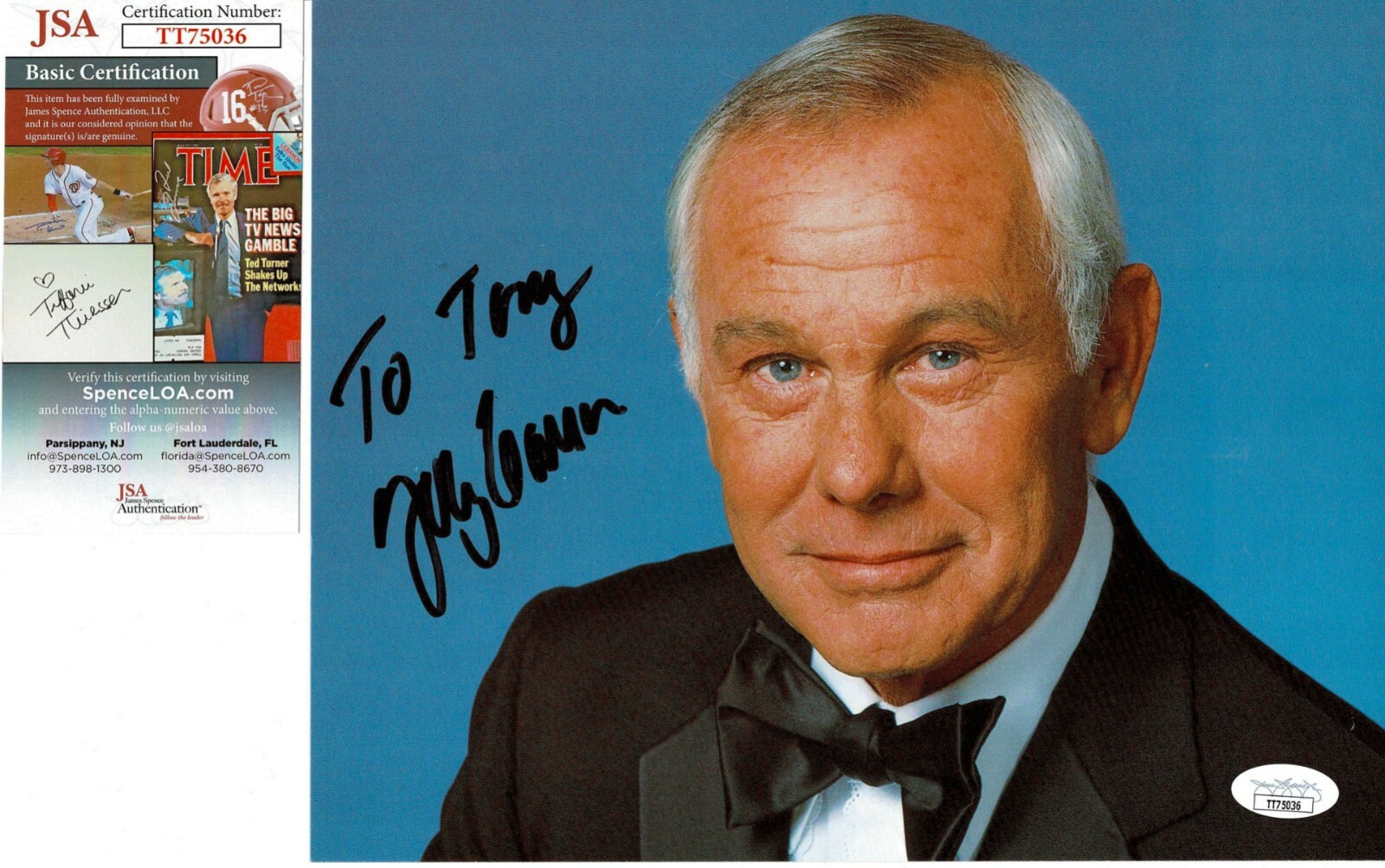 Johnny Carson Autographed Signed 8X10 Photo The Tonight Show JSA COA