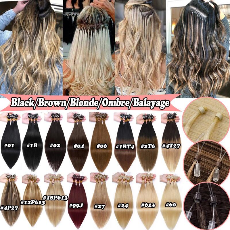 Micro Ring Loop Silicone Beads 100% Remy Human Hair Extensions 200G ...