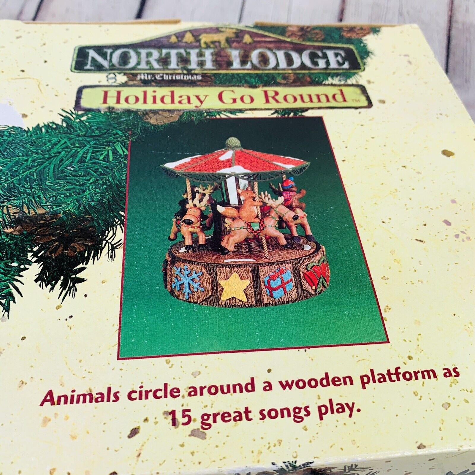 Mr Christmas North Lodge Holiday Go Round Carousel Northwoods Animated ...