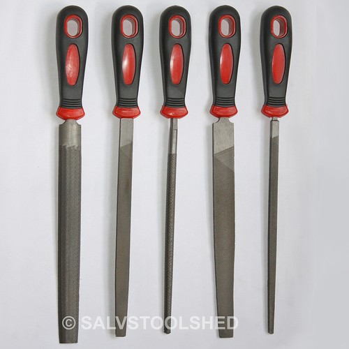 8" Steel File Set 5 Pieces Round Square Flat Triangle Files Filing ...