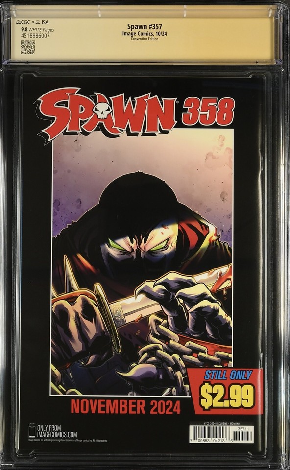 SPAWN 357 NYCC PEACH MOMOKO VIRGIN VARIANT CGC 9.8 SS JSA SIGNED TODD MCFARLANE | eBay
