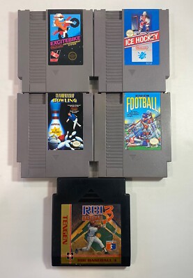 NES Game Lot Excitebike ICE HOCKEY Football RBI Baseball 3 - 5 Games ...