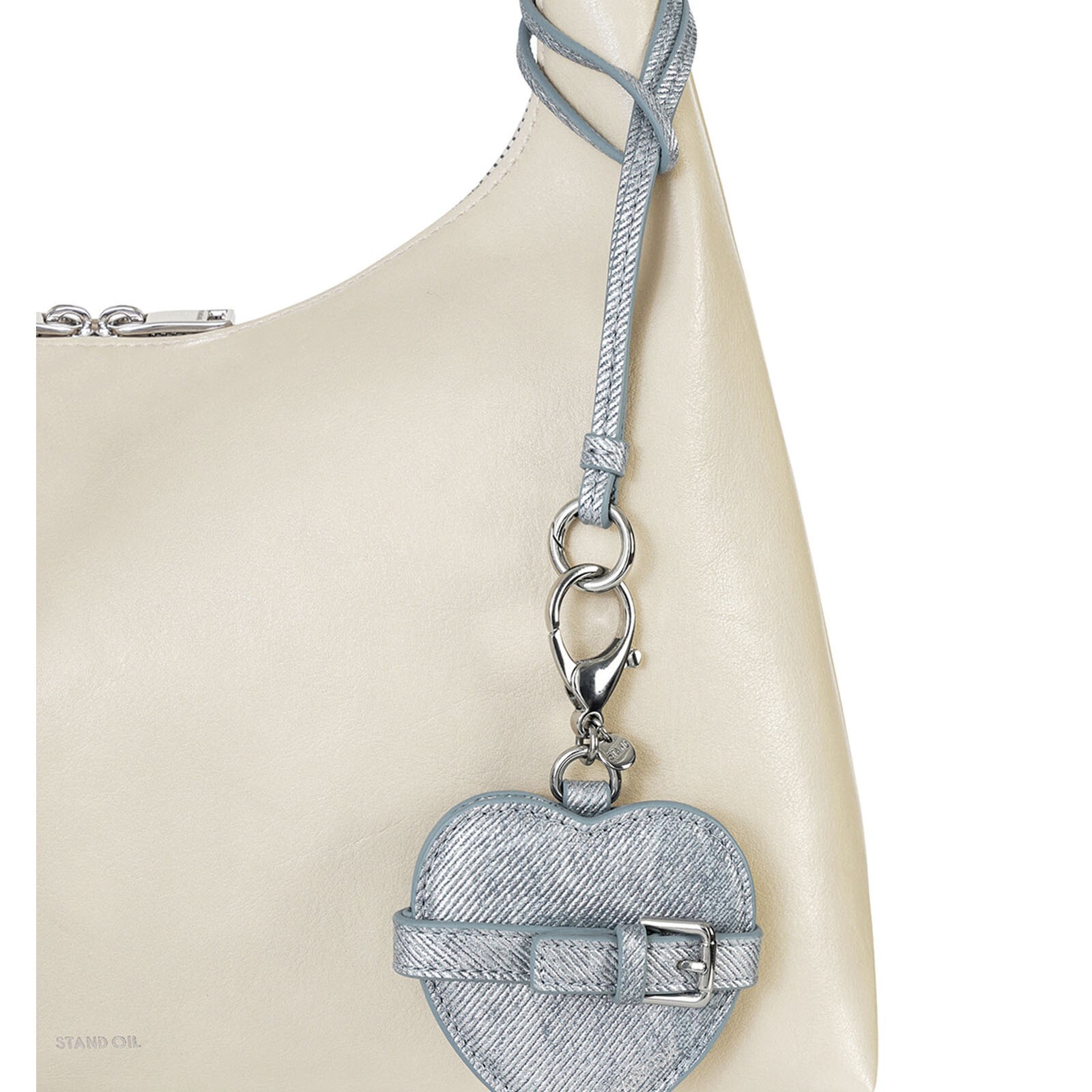 STAND OIL Belted Mirror Keyring Silver Denim Bag Decoration Y2K K-Fashion 25SS | eBay