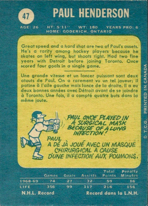 1969-70 O-Pee-Chee SET BREAK #47 Paul Henderson Crease | eBay