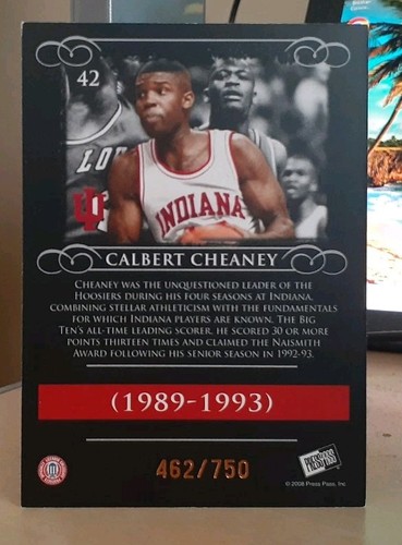 2008-09 Press Pass Legends *BRONZE* 462/750 Calbert Cheaney #42 INDIANA ...