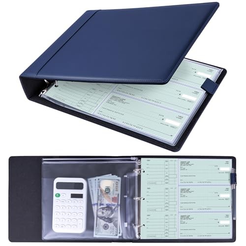 3 Ring Personal Check Binder for 3-on-a-Page End-Stub Deskbook & Navy ...