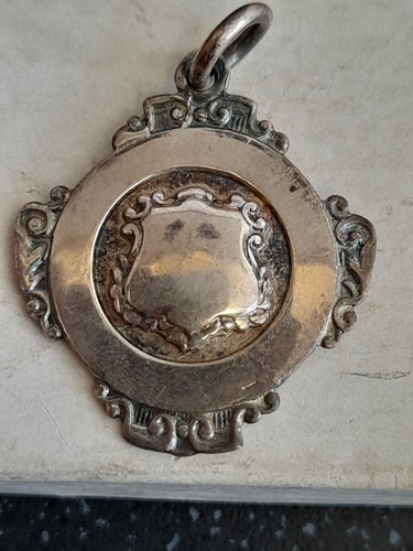 Antique Sterling Silver Fob Pendant Shield Medal Hallmarked Birmingham ...