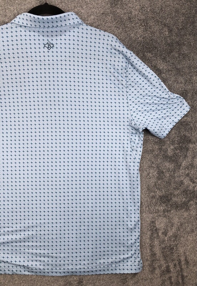 Burlebo Mens Large Polo Shirt Blue Texas AOP Performance Stretch Golf ...