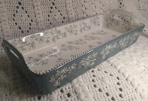 Temp-tations by Tara Gray Floral Lace Rectangle Baking Dish Handles 2.5 ...