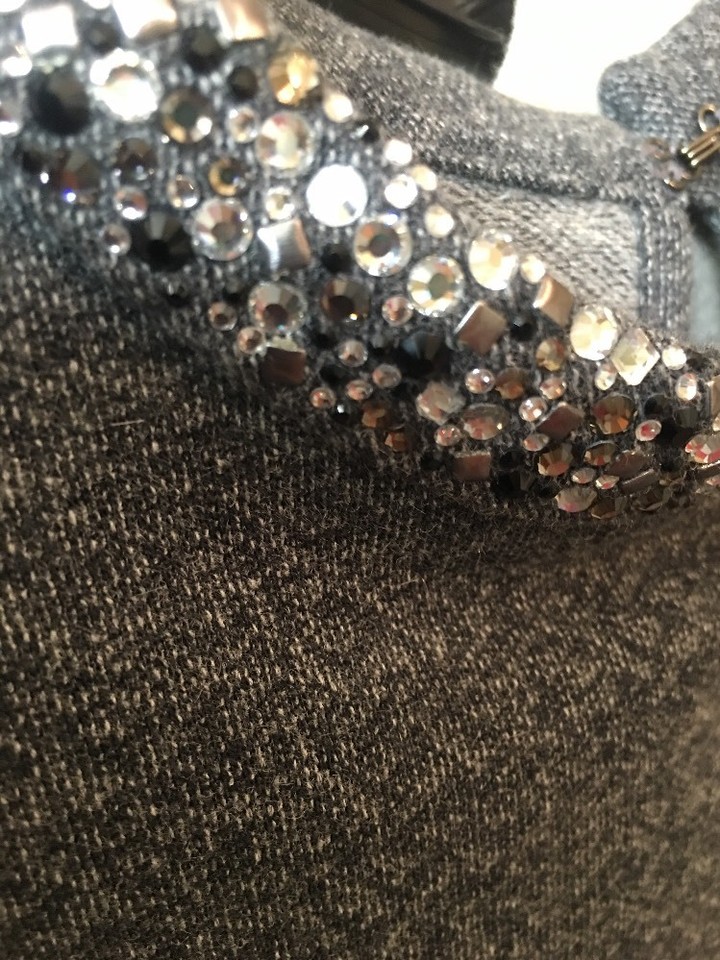 Majesticfilatures Top Gray Cotton Blend Jeweled Collar NWT $298 Size 1 ...