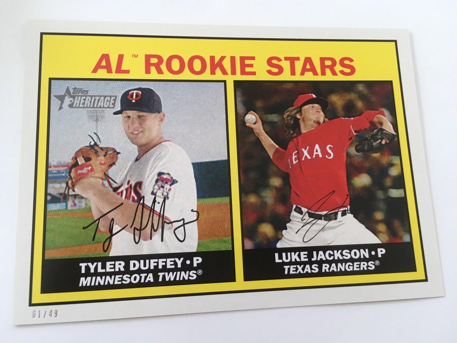 2016 Topps Heritage Jumbo 5x7 Luke Jackson Tyler Duffey RC 182 #'d 01/ ...