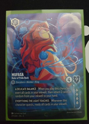 2024 Disney Lorcana Mufasa Enchanted Ruler of Pride Rock Shimmering ...
