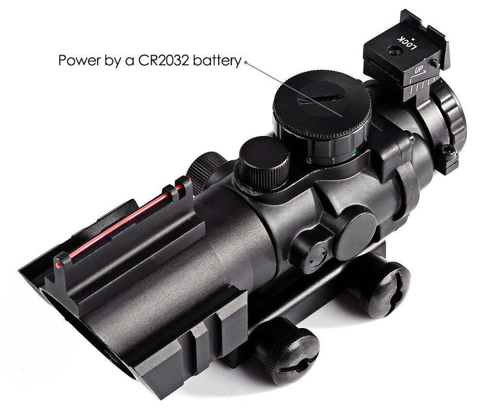 4X32 Rifle Scope Fiber Optic Sight RGB Triple Illuminated Rapid Range ...