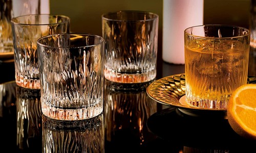 SET OF 6 RCR FIRE CLEAR CRYSTAL THICK SHORT SCOTCH,TUMBLER GLASSES 11 ...