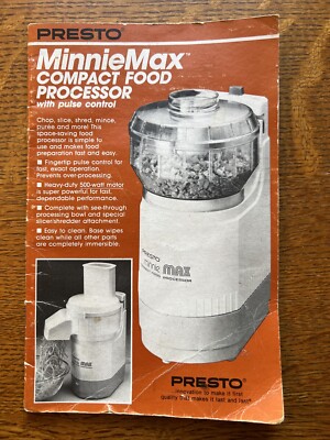 Presto Minnie Max Compact Food Processor Replacement Instruction Book ...