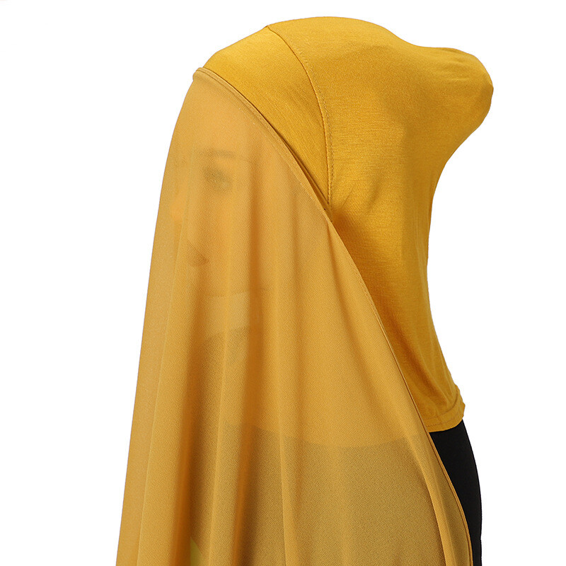 Muslim Chiffon Hijab With Cap Women Veil Headscarves Headwraps Cap Soft ...