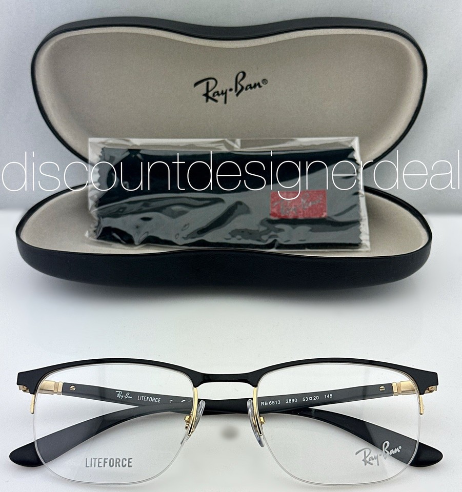 Ray-Ban Square Liteforce Eyeglasses Black Gold Frame Clear Demo Lens ...
