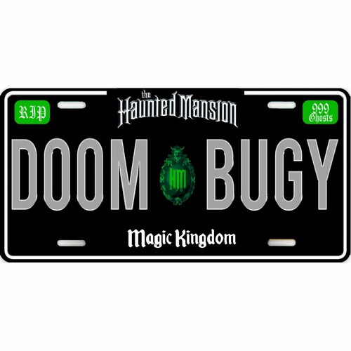 Disney World Doom Buggy License Plate Black The Haunted a Mansion Style ...