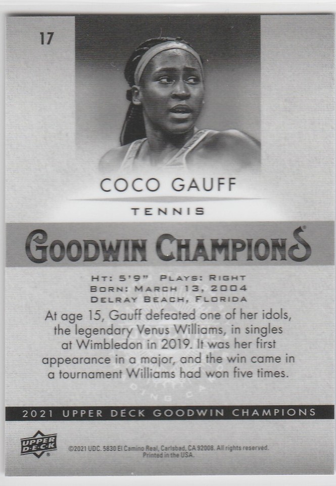 2021 Goodwin Champions COCO GAUFF #17 Platinum Parallel Rookie Card | eBay