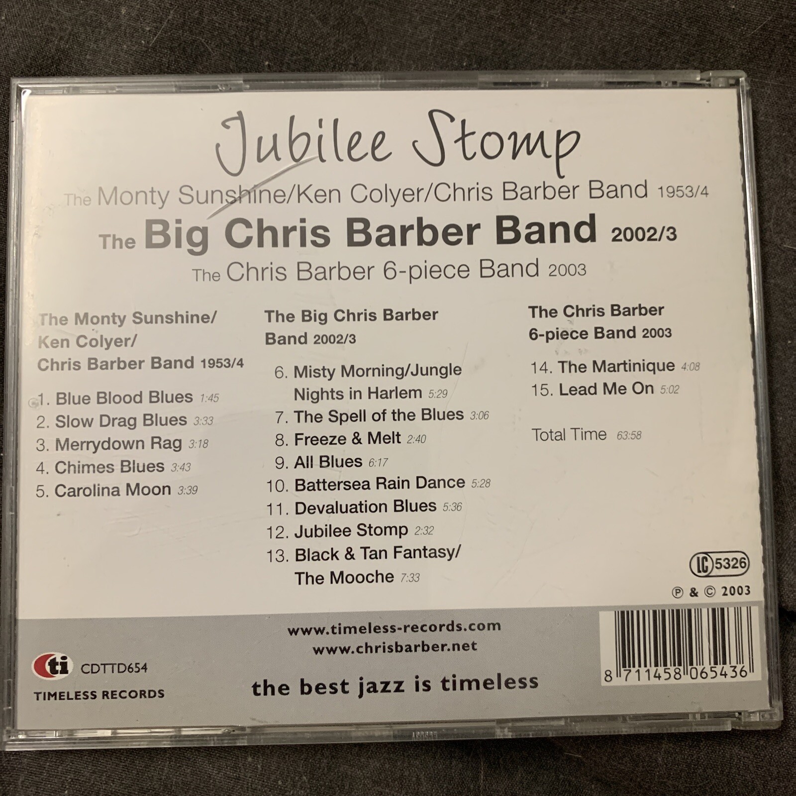 Jubilee Stomp Chris Barber 1953-2003 (b82/6)ukimport Free Postage ...