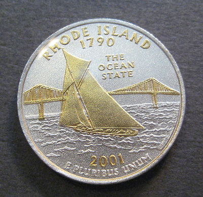 2001 Gold & Silver Highlighted State Quarter - Rhode Island -*No ...