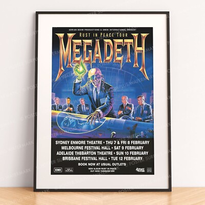 MEGADETH 1991 Australian Tour Promo Poster LARGE Rare Mint | Rust In ...