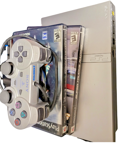 Sony PlayStation 2 Silver Console slim with OEM PS2 Controller & 2 ...