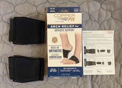 Copper Fit Health Arch Relief Plus W/ Built-In Orthotic Support Black 1 ...