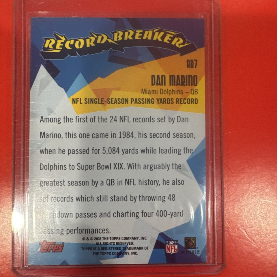 2003 Topps Chrome - Record Breakers Dan Marino #RB7 | eBay