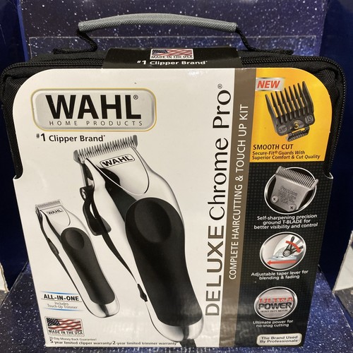 WAHL Deluxe Chrome Pro Haircutting Kit Complete Haircutting Kit - 25 ...