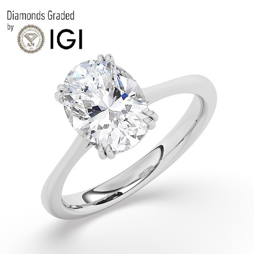 IGI, F/VS1, 3ct Oval Solitaire Lab-Grown Diamond Engagement Ring, 950 ...