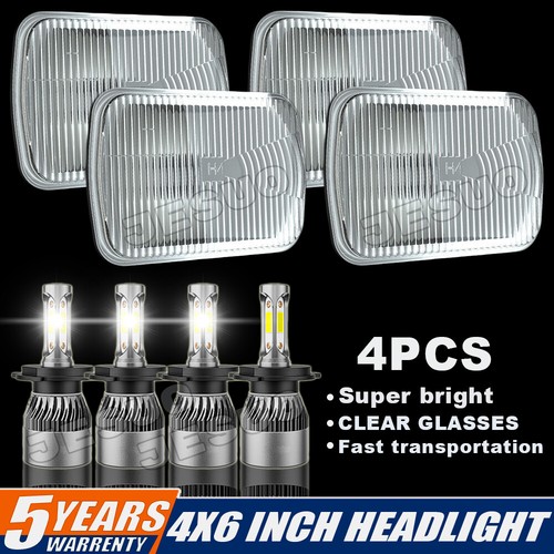 4pcs 4x6" LED Halo Headlights DRL Beam For Chevy C10 Pickup truck 1980 ...