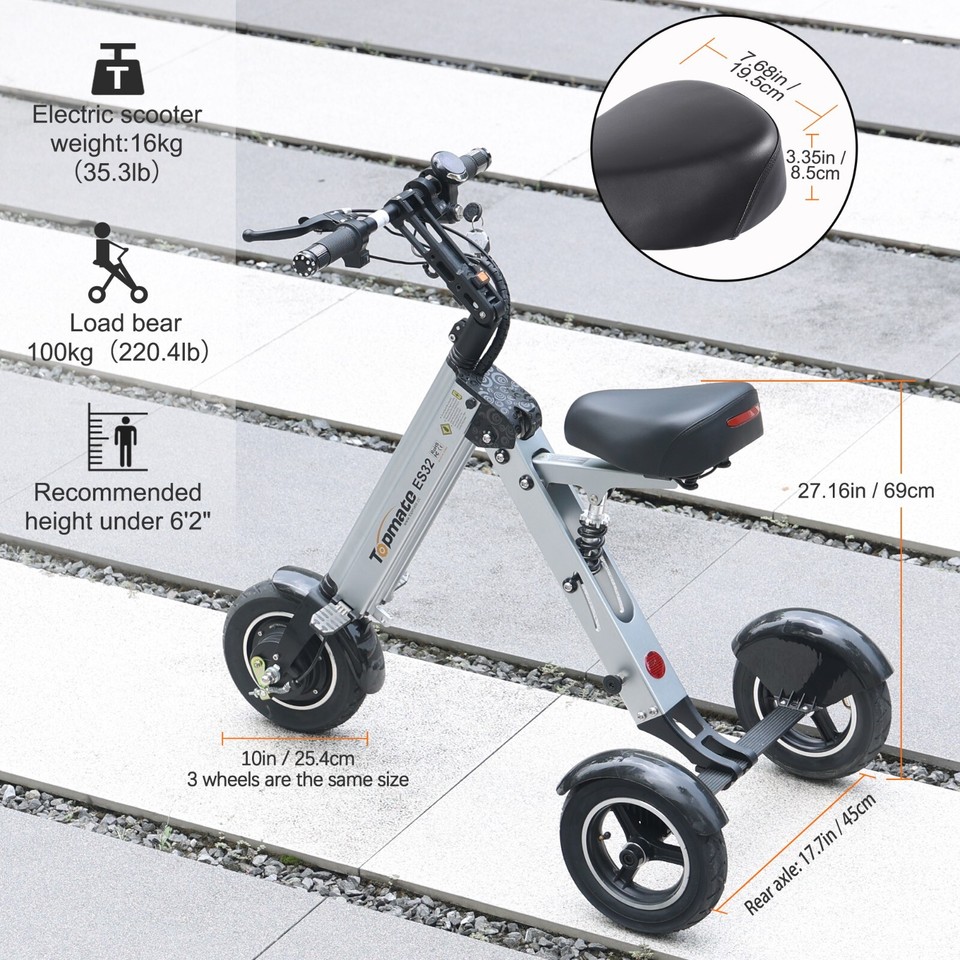 Topmate ES32 Electric Mobility Scooter 3 Wheel for Adult Foldable 24km ...