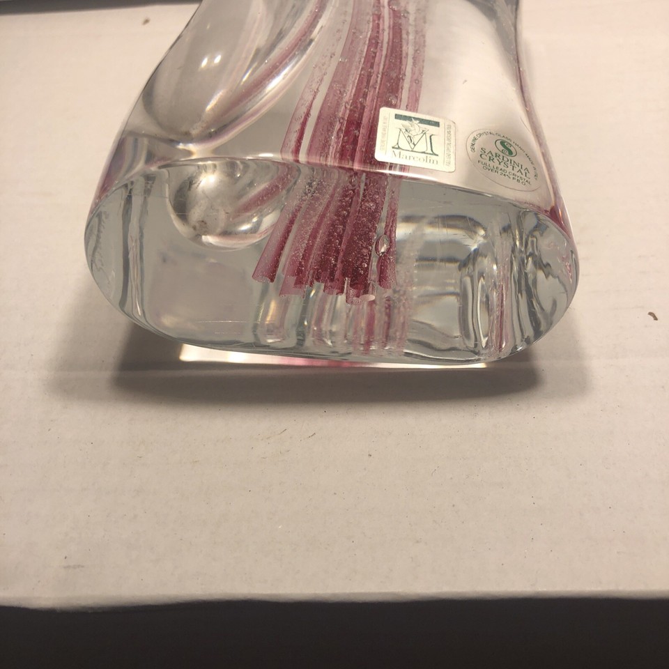 Marcolin Sweden M51 Signed Red & White Sea Anemone Art Crystal Vase 8 ...