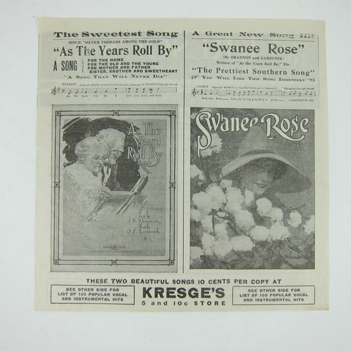 S.S. Kresge Co Detroit Michigan Five & Dime Store Sheet Music Ad ...