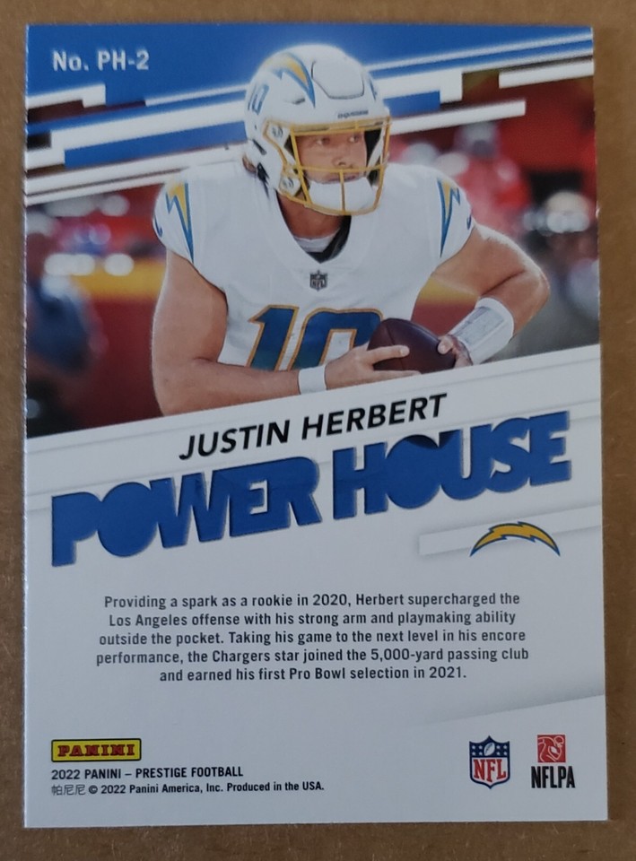 JUSTIN HERBERT 2022 Prestige Power House Insert #PH-2, Los Angeles ...