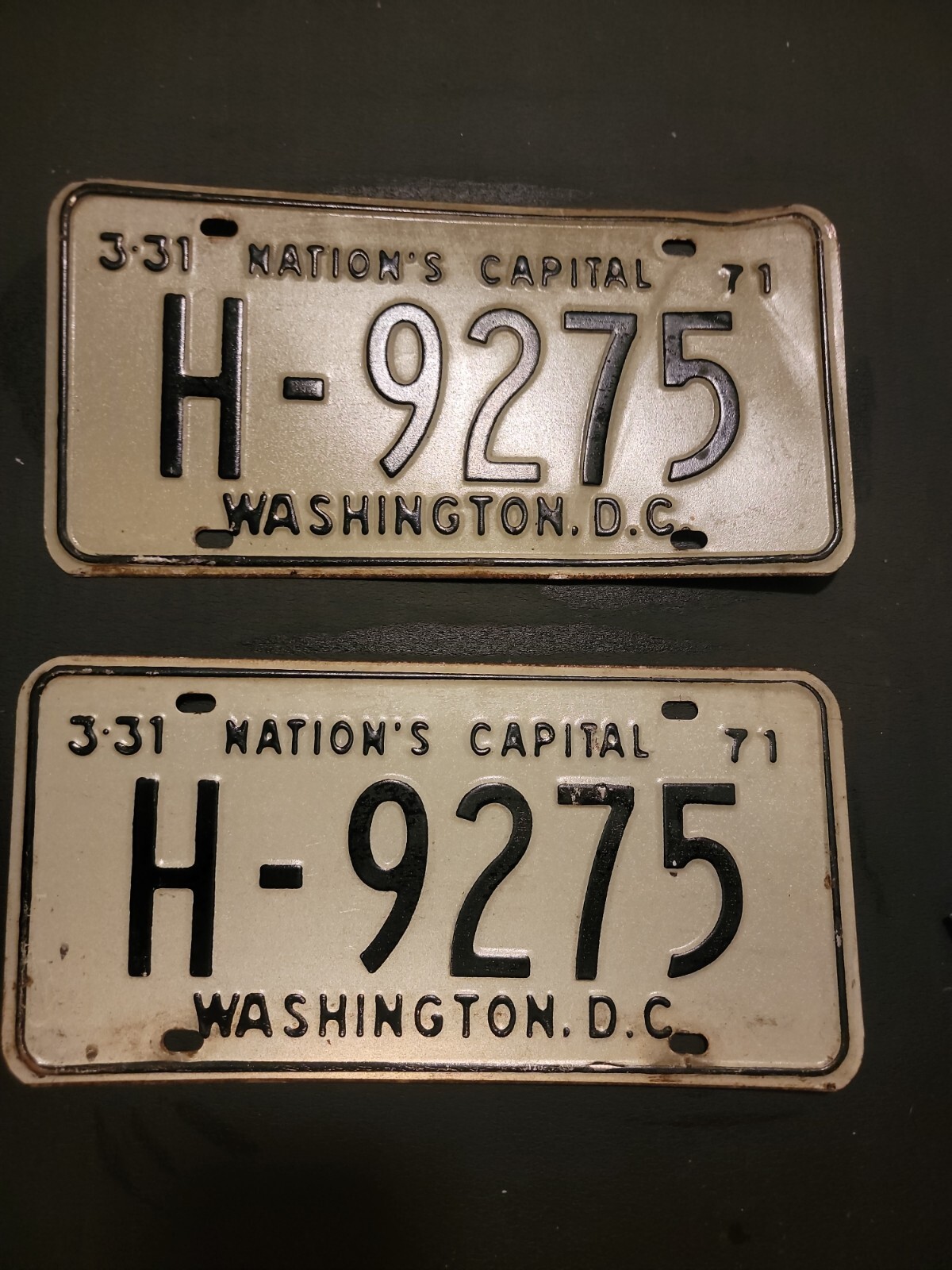 Pair of Vintage 1971 WASHINGTON. D.C License Plates H - 9275 | eBay