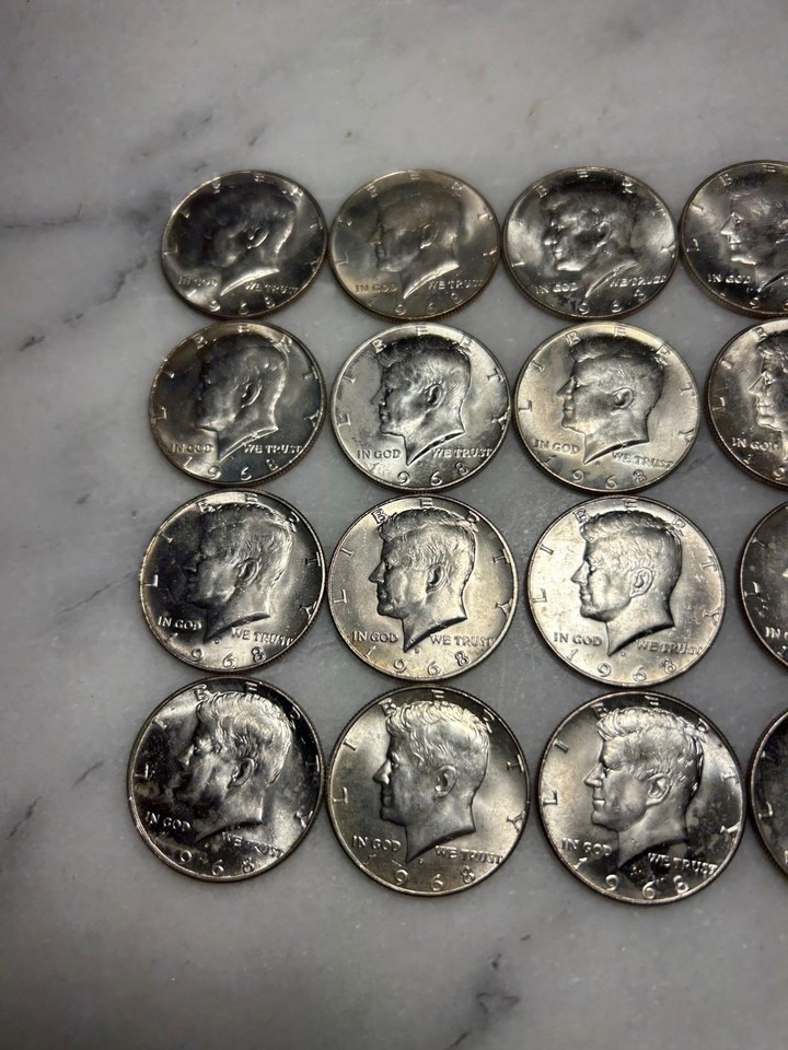 20 Kennedy 1968 D Half Dollars 40% Silver Very Good Condition # 19 | eBay