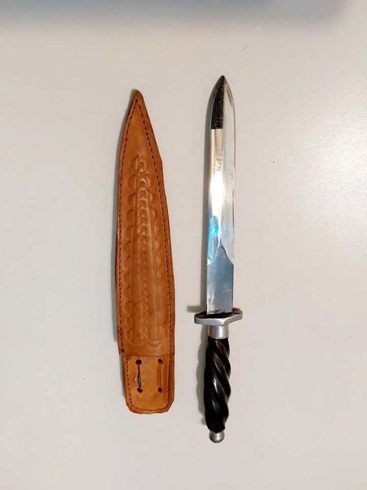 Vintage Custom Handmade Mexican Mexico Large Engraved Fighting Knife w ...