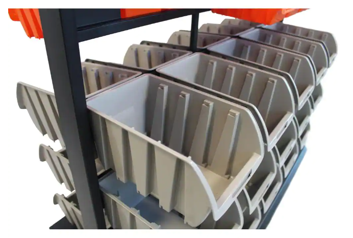 Dual-Sided Mobile Storage Bin Rack Small Parts Organizer Garage Store ...