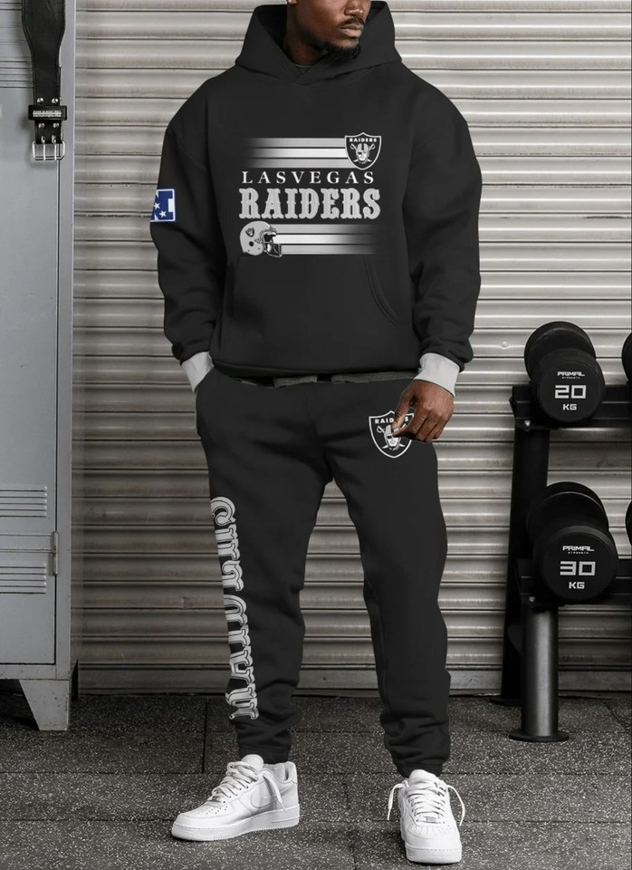 Las Vegas Raiders Tracksuit Men Hooded Pants Outfit Sweatshirts ...